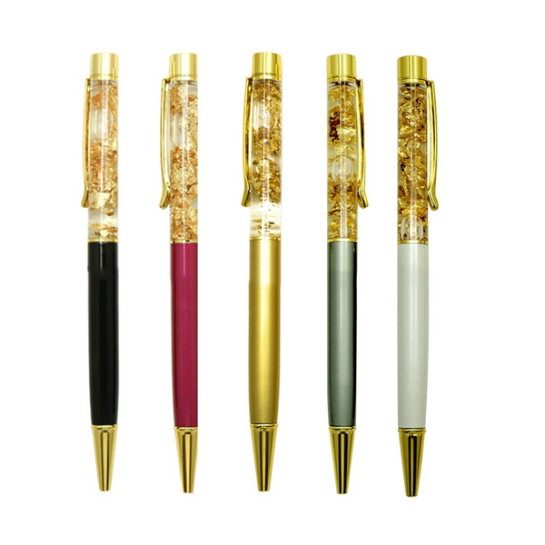 Gold Foil Crystal Decorated Ball Pen Metal Signature Pen Office School ...
