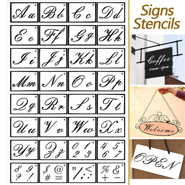 32pcs/set Large Calligraphy Font Upper and Lower Case Alphabet Stencil ...