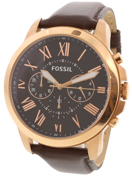 Fossil Men's Grant FS5068IE Rose-Gold Leather Japanese Quartz Dress ...
