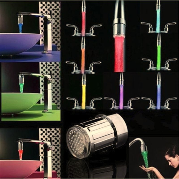 7 Color Changing Temperature Sensor Single Color Led Light Tap Water ...