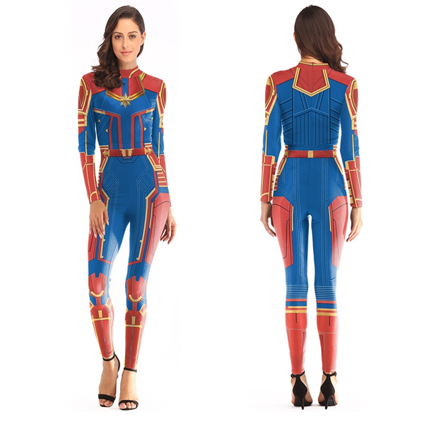 Captain Marvel Costume Kids and Adults Cosplay Costume Ms Marvel Carol ...