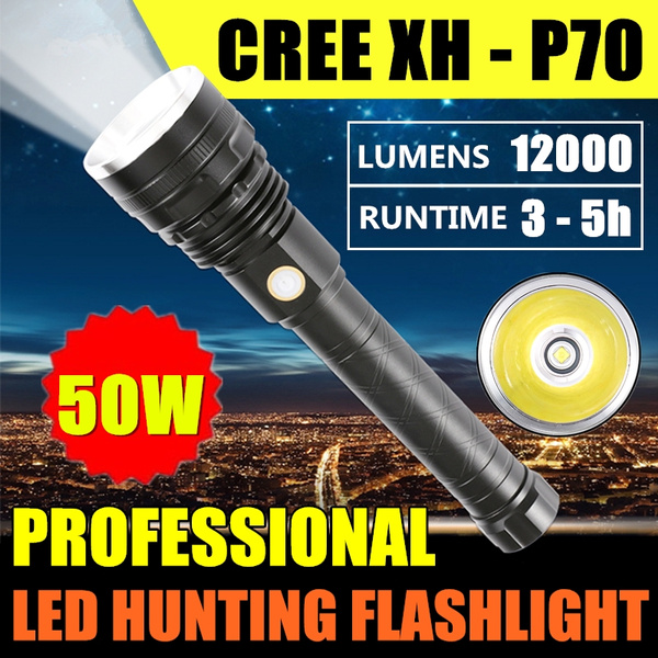 50W High Power CREE XHP-70 Outdoor Professional Hunting LED Flashlight ...
