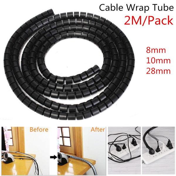 2M Flexible Reusable Spiral Tube Cable Organizer Wire Wrap Cord ...