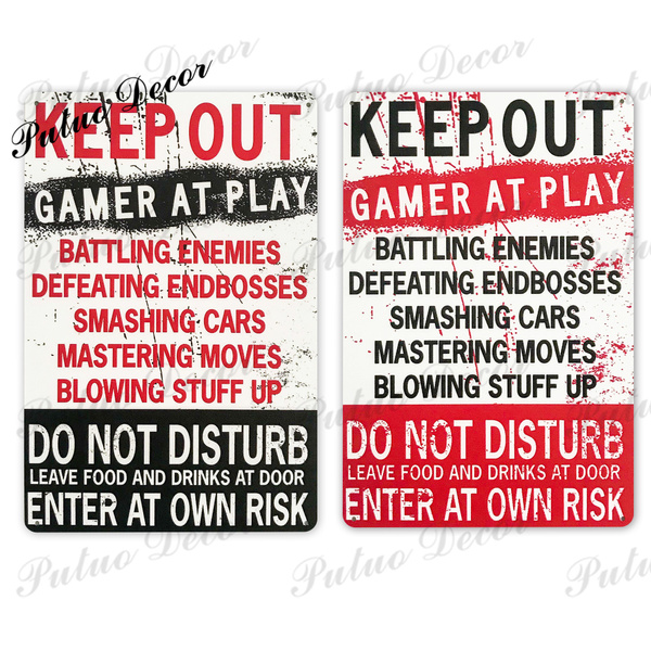 KEEP OUT Warning Signs Gamer Tin Signs Metal Posters Wall Signs for ...