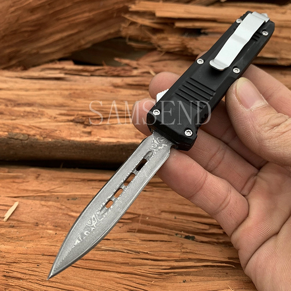 Mini Damascus bm OTF knife Spring Assisted knife 440C BLADE zinc ...