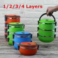 1/2/3/4 Layer Portable Stainless Steel Thermal Insulated Lunch Box Food ...