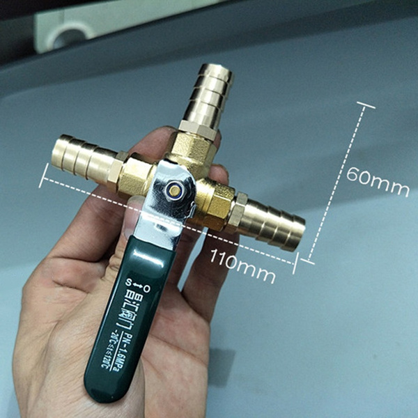 6-14mm T-piece Barb Ball Valve 3 Way Tee Barbed Water Pipe Switch ...