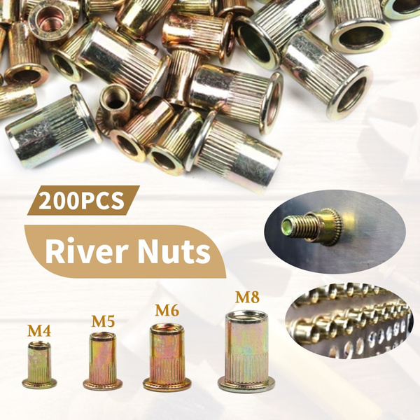 300PCS Mixed Zinc Plated Carbon Steel Rivet Nut Threaded Rivnut Insert ...