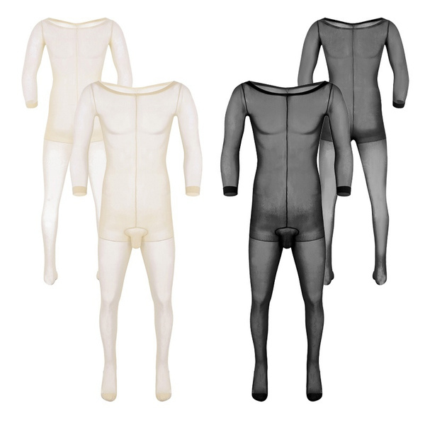 Men's Extreme Dungeon See Through Mesh Body Stocking Catsuit Pantyhose ...