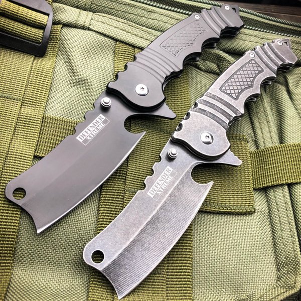 USA SELLER FAST SHIPPING 8" Tactical Cleaver Folding Pocket Razor Gut ...