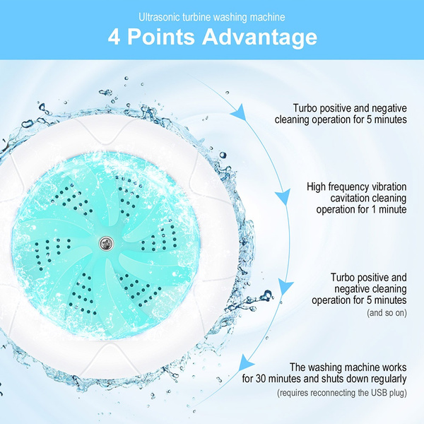 Portable USB Mini Ultrasonic Turbine Washing Machine Spin Dryer Laundry ...