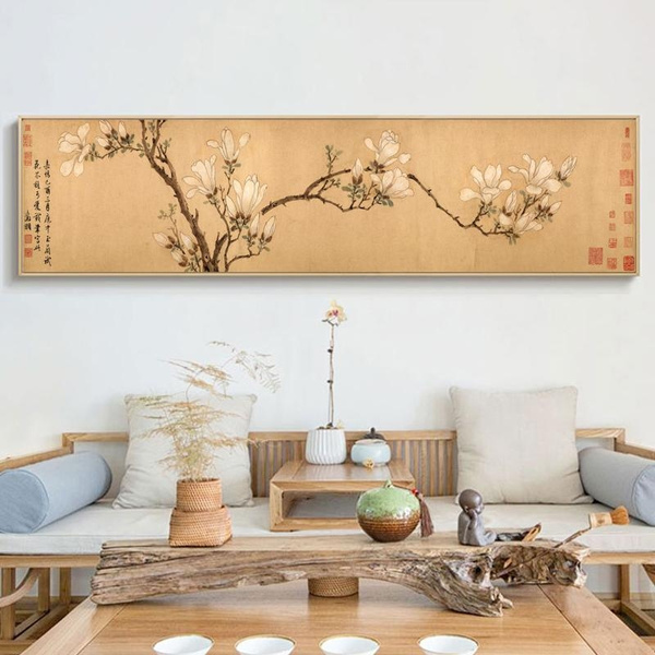 Traditional Chinese Calligraphy Art Painting Large Abstract Flower Wall ...