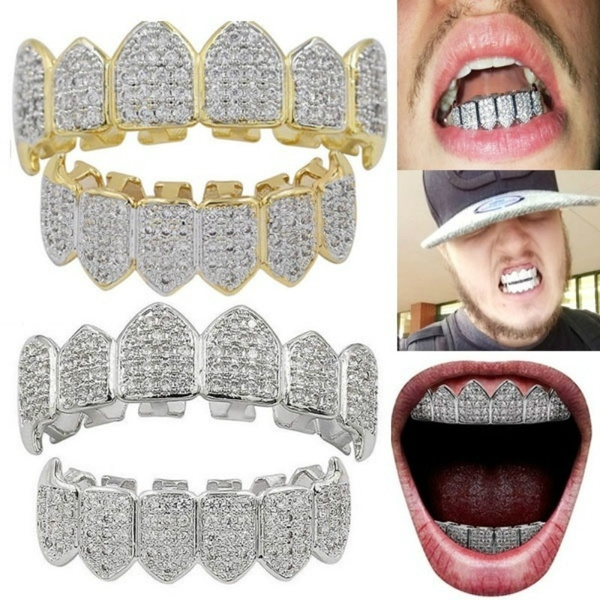 1 Set Makeup Beauty Teeth Hip Hop GRILLZ Zircon Mouth Teeth Caps Top ...