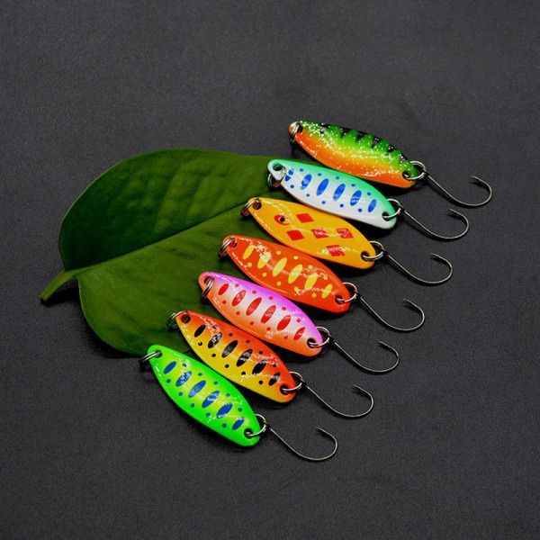 7Pcs/set 3.4cm New UV Fishing Lure Trout Spoon Japan Blinker Tugboat ...