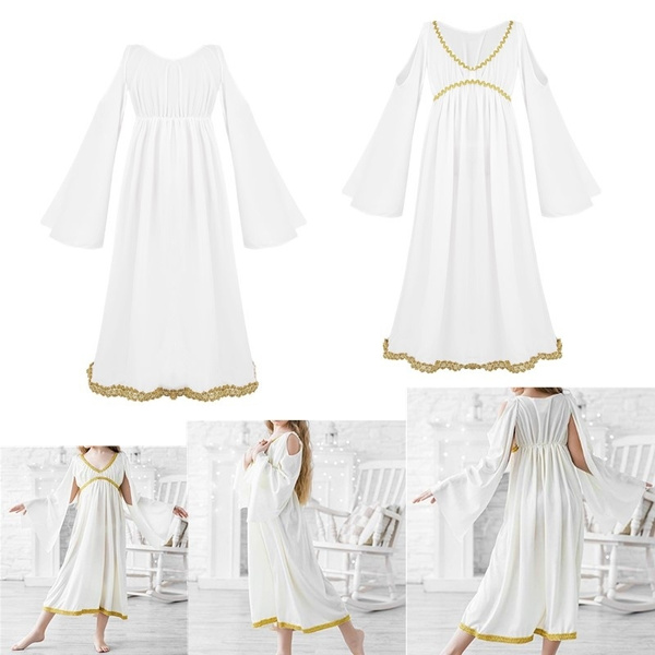 Kids Girls Roman Toga Robe Greek Medieval Dress Halloween Cosplay ...