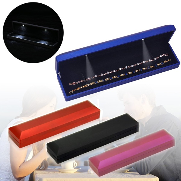 LED Lighted Necklace box Necklace Chain Bracelet Jewelry Display Case ...