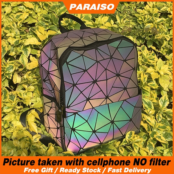 Geometric Luminous Backpack Holographic Reflective Bag Shard Lattice ...