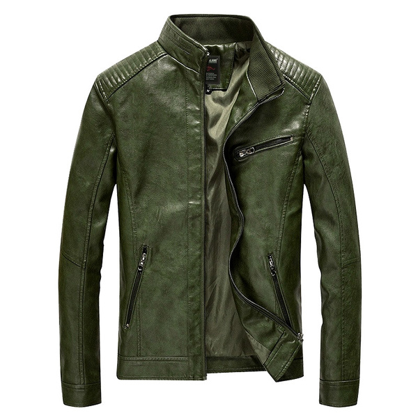 Mens Leather Jackets Autumn Leather Coats Men Faux Biker Motorcycle ...