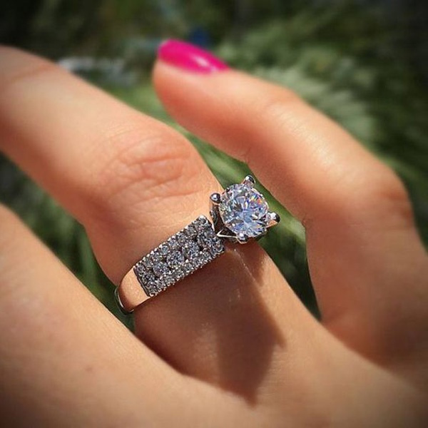 Sparkling Women Rhinestones Ring Proposal Bride Engagement Wedding ...