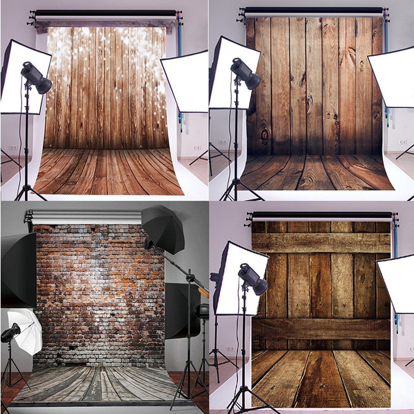 5x7FT Retro Wood Wall Floor Vinyl Photography Background Cloth Kids ...