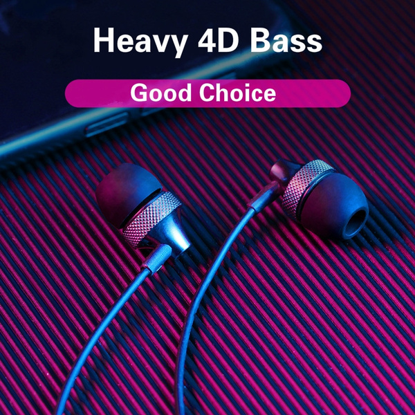 Universal 3.5mm Wired In-Ear Headset Supper Bass Metal Earbuds Earphone ...