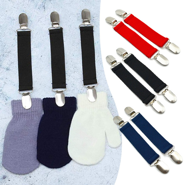 2Pcs Nylon Solid Sheet Elastic Glove Mitten Clips for Children &Adult ...