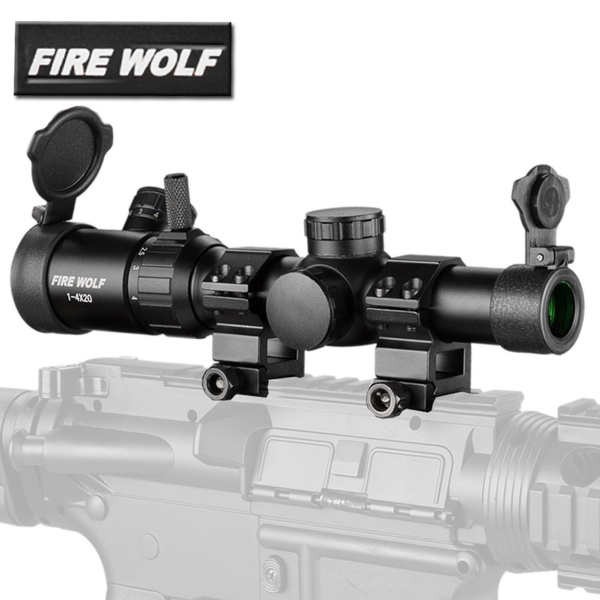 FIRE WOLF 1-4X20 Riflescopes Rifle Scope Hunting Scope W/ Mounts | Wish