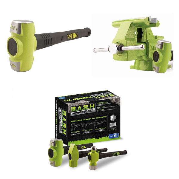 Wilton Bash 6.5 Inch Vise And 12 Inch Hammer + 3 Piece Mechanics Hammer ...