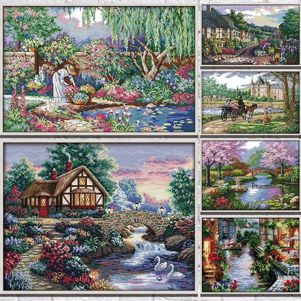 Cross Stitch Kit Landscape Series, Printed/Unprinted Fabric 14CT/11CT | Wish