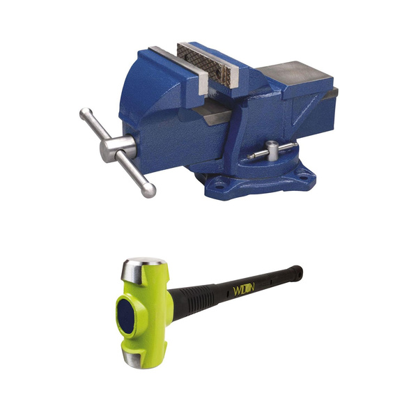 Wilton 4 Inch Anvil Work Bench Vise + Sledge Hammer with 10 Pound Head ...
