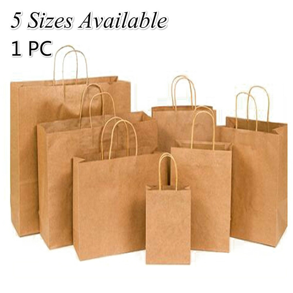 1 PC Reusable Handbag Brown Twist Handle Kraft Paper Bag Carrier Bag ...