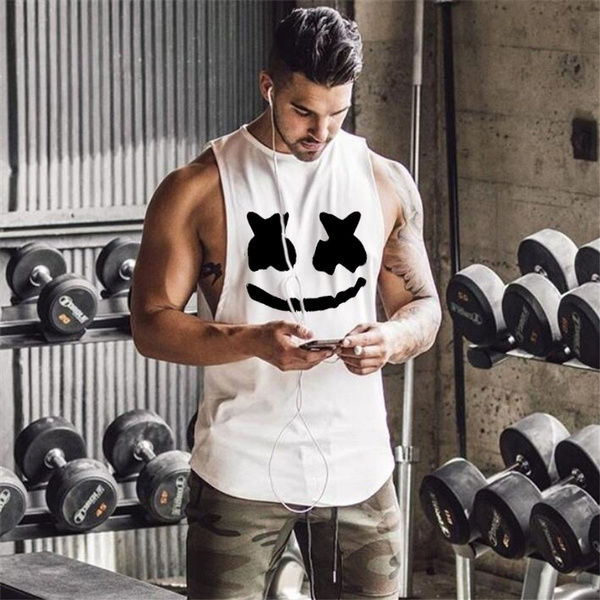 Marshmello Smiley Face Gyms Stringer Clothing Bodybuilding Tank Tops ...
