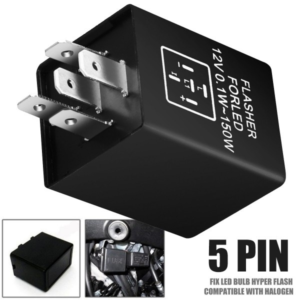 12V 5Pin EP27 Car Electronic Flasher Relay Fix LED Turn Signal Hyper ...