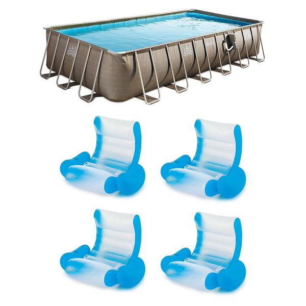 Summer Waves 24ft x 12ft x 52in Elite Pool w/ Inflatable Aqua Lounger ...