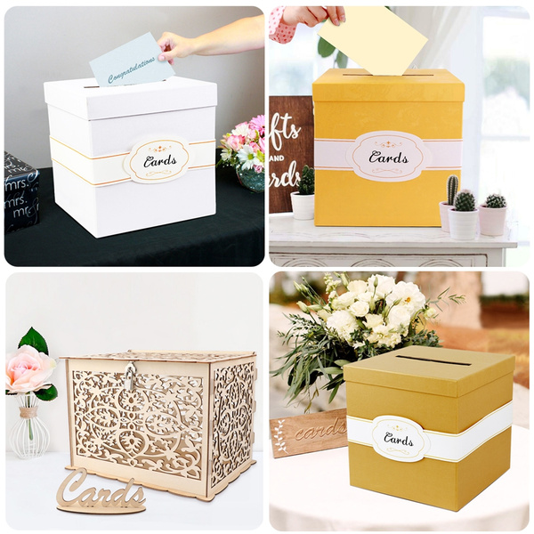 OurWarm Elegant Rustic Wedding Card Box Wedding Money Box Wooden/Paper ...