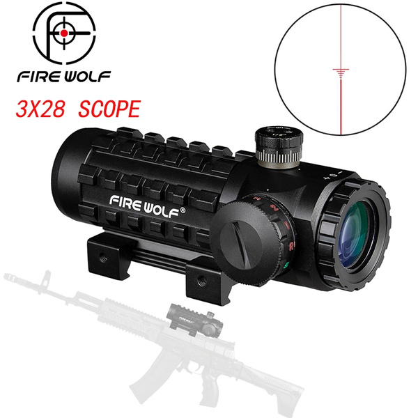 Fire Wolf 3X28 Green Red Dot Cross Sight Scope Tactical Optics ...