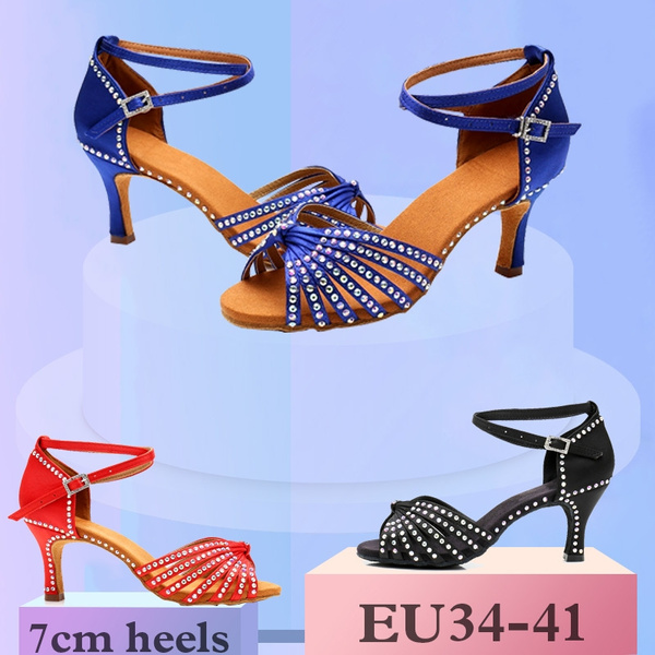 7cm Heels Dance Shoes Heeled Tango Ballroom Practice Latin Salsa ...
