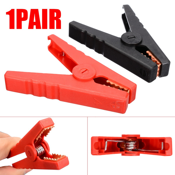 New 1Pair Crocodile Battery Clips Fully Insulated 100A Alligator Test ...