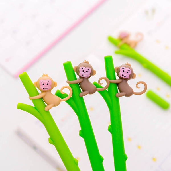 2Pcs Monkey Gel Pens Novelty Stationery Cute Cartoon Gel Pen Student ...