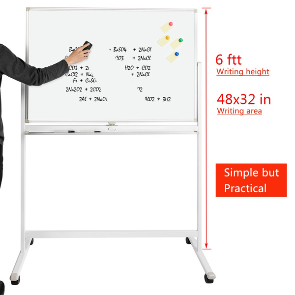 Mobile Whiteboard Double-Side Magnetic Dry Erase Board Stand Rolling ...