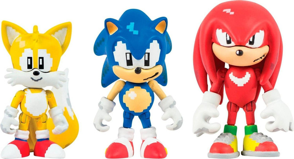 Sonic the Hedgehog Classic 16 Bit Pixel 3 Inch Figure 3-Pack w/ Rings ...
