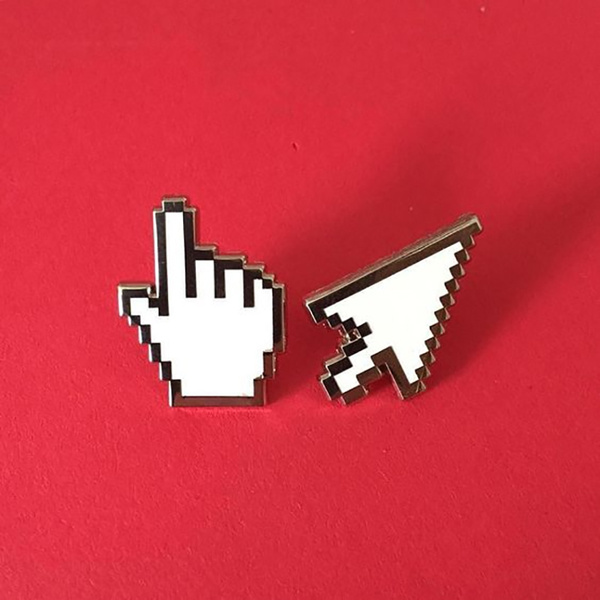 Cursors Enamel Pin Mouse Arrow Hand Badge Brooch Lapel Pin Denim Shirt Collar White Simple ...