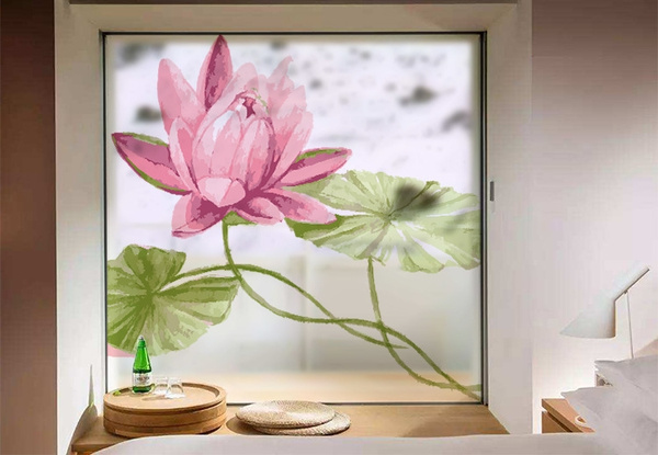 Half transparent froseted film cling screen window sticker film - Pink ...
