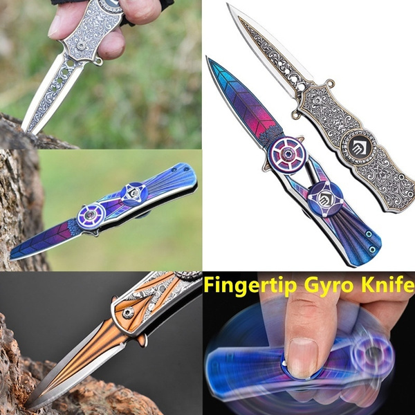 Finger Spinner Knife Assisted Open Tactical Folding Pocket Knife Sword ...