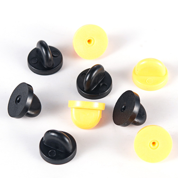 25Pcs Black/Yellow Rubber Pin Back Holder Clutch Badge Lapel Pin Tie ...