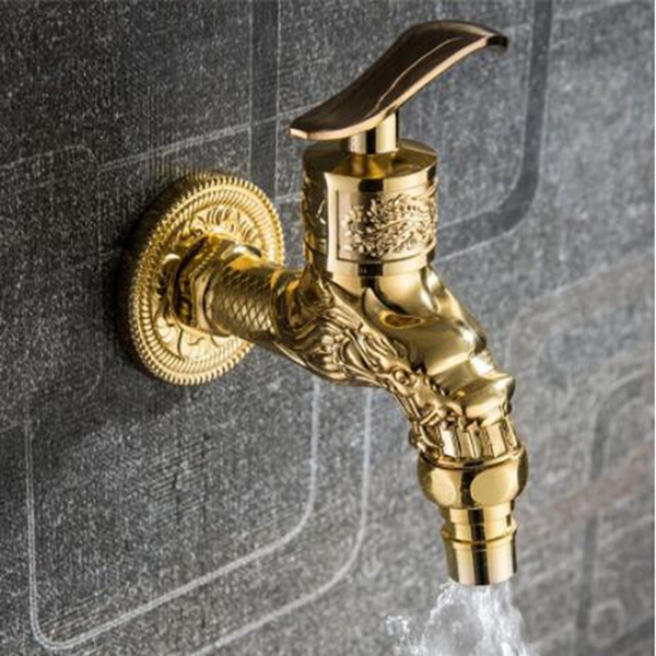 Bathroom Chinese Dragon Carved Water Tap Wall Mount Faucet Bibcock Taps ...