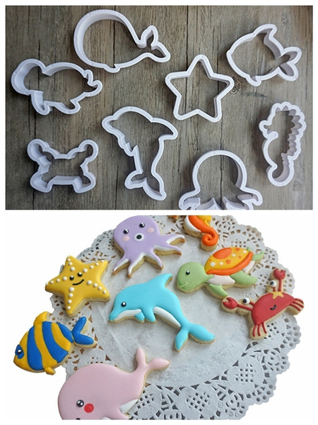 8pcs/set Sea Creatures Cookie Cutter Whale Dolphin Octopus Crab Turtle ...