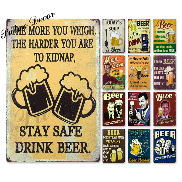 Funny Beer Signs Vintage Tin Signs Metal Posters Retro Metal Signs Man ...