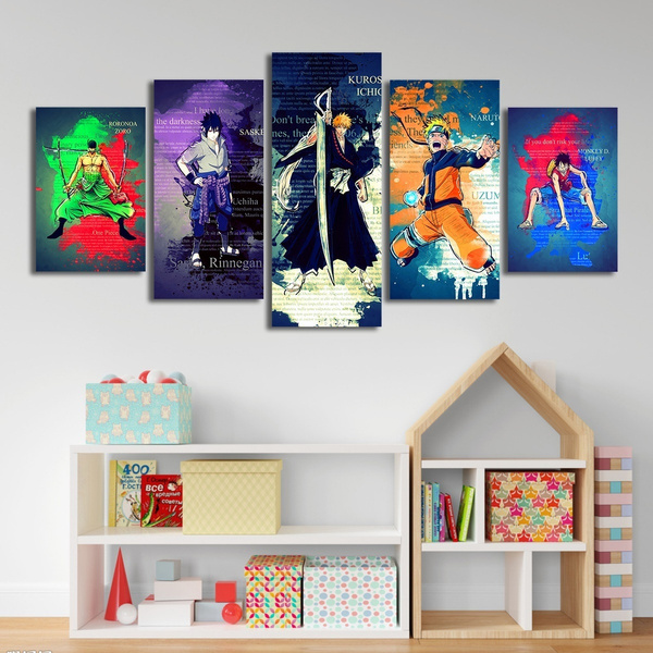 Modern HD Printing 5 Piece Anime Characters Poster Bleach Naruto One ...