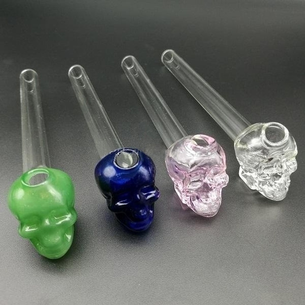 Cool Skull Glass Pipe Smoking Thick Glass Oil Burner Pipes Pyrex Tobacco Oil Rigs High Quality